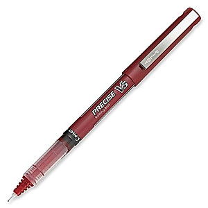 Pilot Precise V5 Stick Rolling Ball Pens, Extra Fine Point, Red Ink, 6 Pack