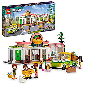 LEGO Friends Organic Grocery Store 41729, Supermarket Toy Shop for Girls and Boys 8 Plus Years Old, Playset with Truck & 4 Mini-Dolls