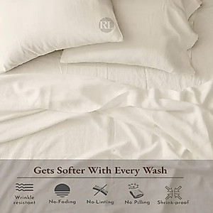 Full 3-Piece Set – Ultra Soft Microfiber, Deep Pocket Fits Up to 15" – Cooling, Breathable, Wrinkle-Free, Hotel Luxury, Easy Care – 1 Fitted Sheet & 2 Pillowcases – Ivory