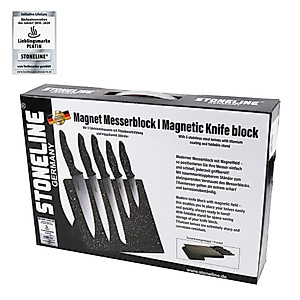 Stoneline Magnetic Knife Block Set, 6 Pieces, with foldable stand
