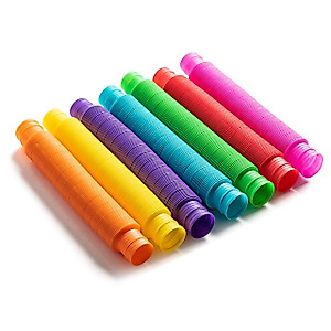 Special Supplies Fun Pull and Stretch Tubes for Kids - Pop, Bend, Build, and Connect Toy, Provide Tactile and Auditory Sensory Play, Colorful, Heavy-Duty Plastic (16-Pack Primary Colors)