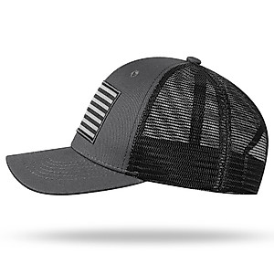 SIBOSHA American Flag Trucker Hat - Baseball Cap for Men & Women, Breathable Mesh, Adjustable Snapback Closure Dark Gray/Black
