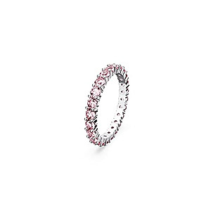 SWAROVSKI Matrix Vittore Ring, Pink Stones on a Rhodium Finished Band, Size 8, Part of the Matrix Vittore Collection