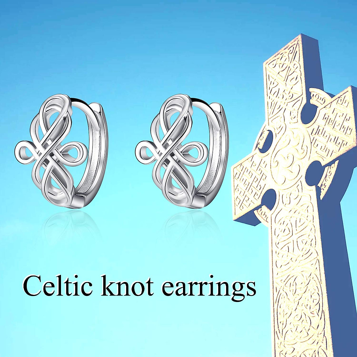 WINNNICACA Celtic Knot Earrings 925 Sterling Silver Infinity Cross Huggie Hoop Earrings for Women Good Luck Celtic Jewelry Irish Gifts for Women Her Daughter Friend Birthday Gifts