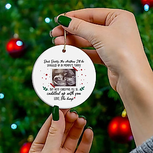 Personalized 2024 Baby's First Christmas Ceramic Ornament, Ultrasound Dear Daddy Pregnancy Announcement, Keepsake Gift for Newborn Baby Girl, Baby Boy, New Parents Gift Christmas Decoration