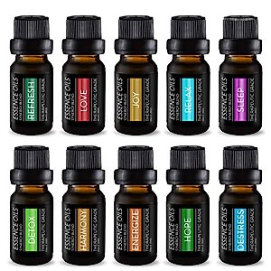 Pure Daily Care Aromatherapy Top 10 Essential Oil Synergy Blend Set – Therapeutic Grade Synergy Oil Blends – Uplift Mind, Body and Spirit – 10 x 10 Ml Blends – No Fillers & No Additives