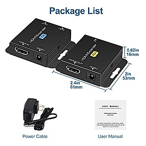 VPFET HDMI Extender Over Single Cat5e/6 HDMI Over Ethernet Up to 200Ft Repeater Balun Transmitter Receiver Power On Cat Support Full 1080p 3D HDCP EDID Copy from Displays