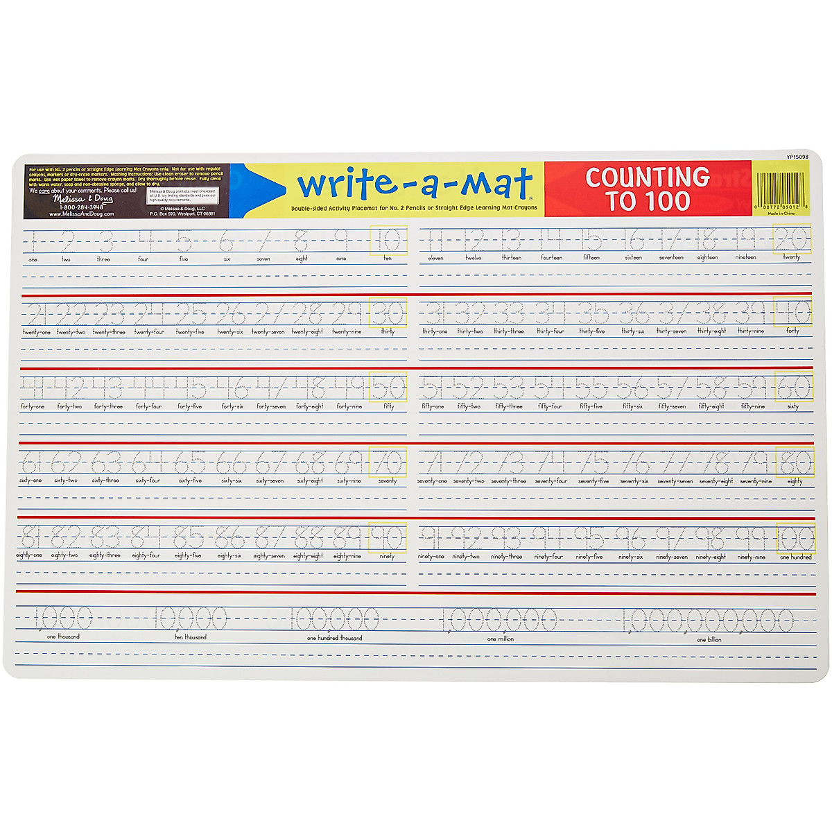 Melissa & Doug Letters & Words Write-a-Mat w/ Crayon Bundle for Ages 4 to 5+: Alphabets, Phonics & Handwriting - The Straight Edge Series