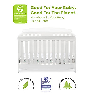 Delta Children Westminster 6-in-1 Convertible Baby Crib, Greenguard Gold Certified, Bianca White