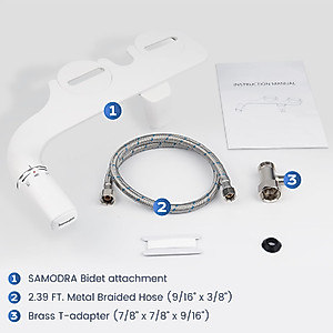 SAMODRA Ultra-Slim Bidet Attachment for Toilet - Dual Nozzle (Frontal & Rear Wash) Hygienic Bidets for Existing Toilets - Adjustable Water Pressure Fresh Water Toilet Bidet - Easy to Install