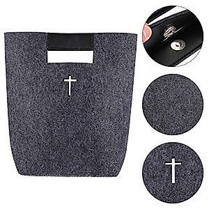 Operitacx 2pcs Holy Case Hollowed School Case, Work Grocery Church Handbag Grey Tote Cover Felt Shopping for Bag Study Bible Book Women Christian Cross Gifts Travel Gift Carrier