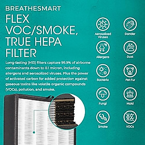 Alen Air Purifier BreatheSmart Flex HEPA w/ VOC/Smoke Filter - 1400 Sq. Ft - Perfect for Bedrooms - Captures Allergens, Dust, & Mold + VOCs & Smoke