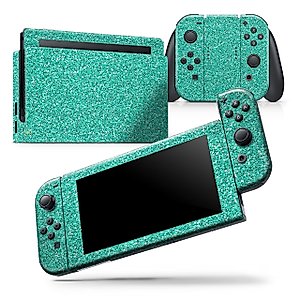 Design Skinz - Compatible with Nintendo Switch OLED Console + Joy-Con - Skin Decal Protective Scratch-Resistant Removable Vinyl Wrap Cover - Sparkling Teal Ultra Metallic Glitter
