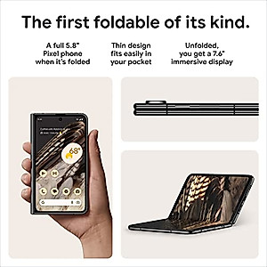 Google Pixel Fold - Unlocked Android 5G Smartphone with Telephoto Lens and Ultrawide Lens - Foldable Display - 24-Hour Battery - Obsidian - 256 GB