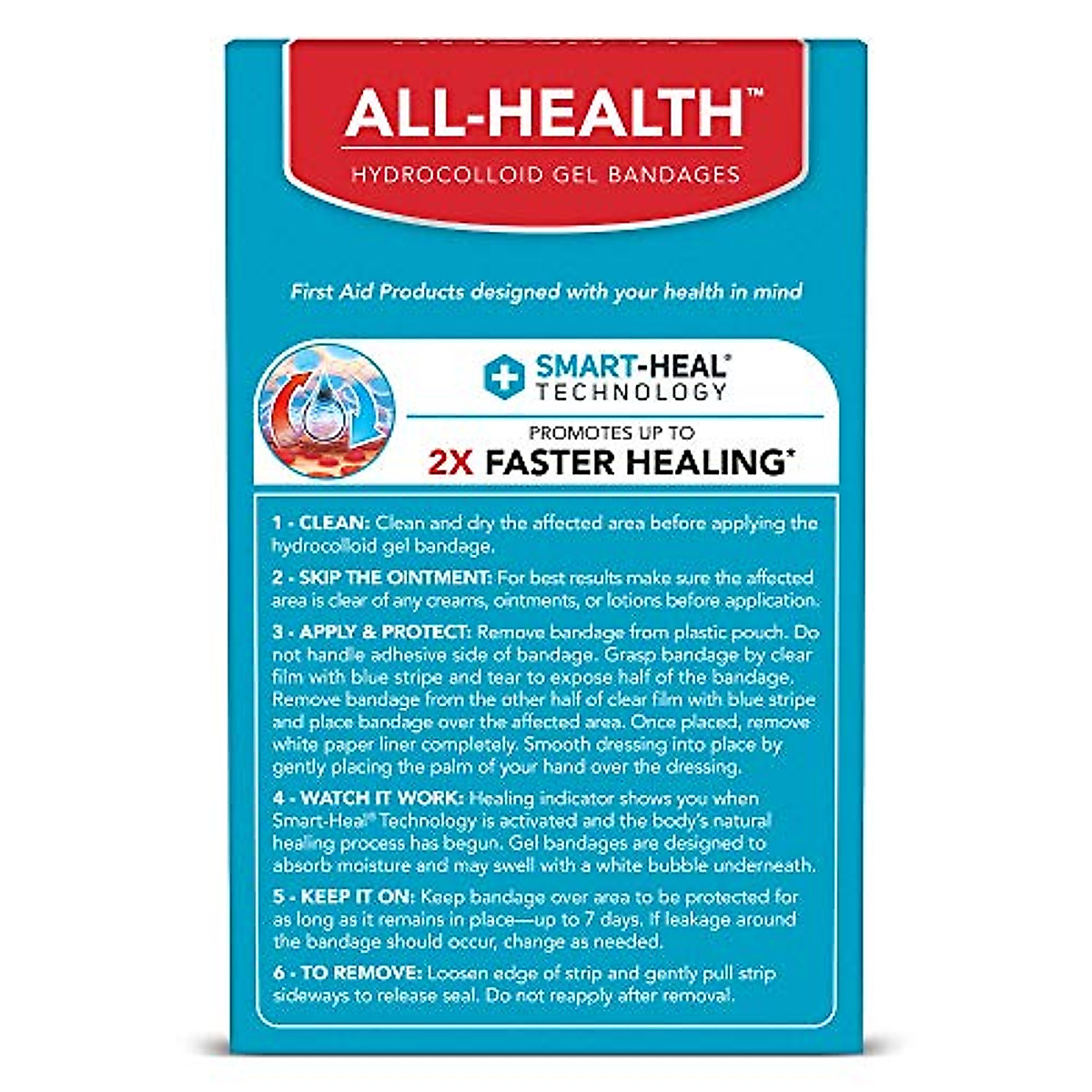 All Health Advanced Fast Healing Hydrocolloid Gel Bandages, Regular 20 ct | 2X Faster Healing for First Aid Blisters or Wound Care, 20 Count