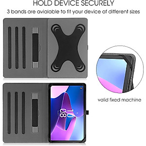 HGWALP Universal 9",9.7",10.1",10.2",10.5",10.9",11" Tablet Case,Multi-Viewing Angels Stand Folio Case Cover with Handstrap for for iPad, Samsung,Other 9-11 inch Tablet,Black