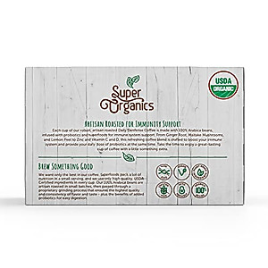 Super Organics Daily Defense Coffee (Organic) with Superfoods and Probiotics (Keurig K-Cup Compatible) 10ct Single Serve Cups