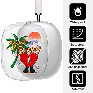 Clear Bad Funny Bunny Design AirPods Max Case,Soft Silicone TPU Protective Cover Accessories Compatible with Apple Airpods Max for Teens Boys Girls