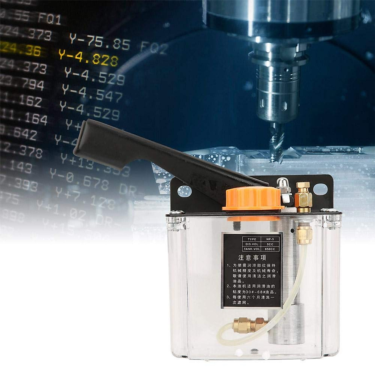 Hand Lubrication Pump, 650CC Left Hand Operated Lubrication Pump, Manual Grease Lubricator Pump, for CNC Machine Tools, Machining Center