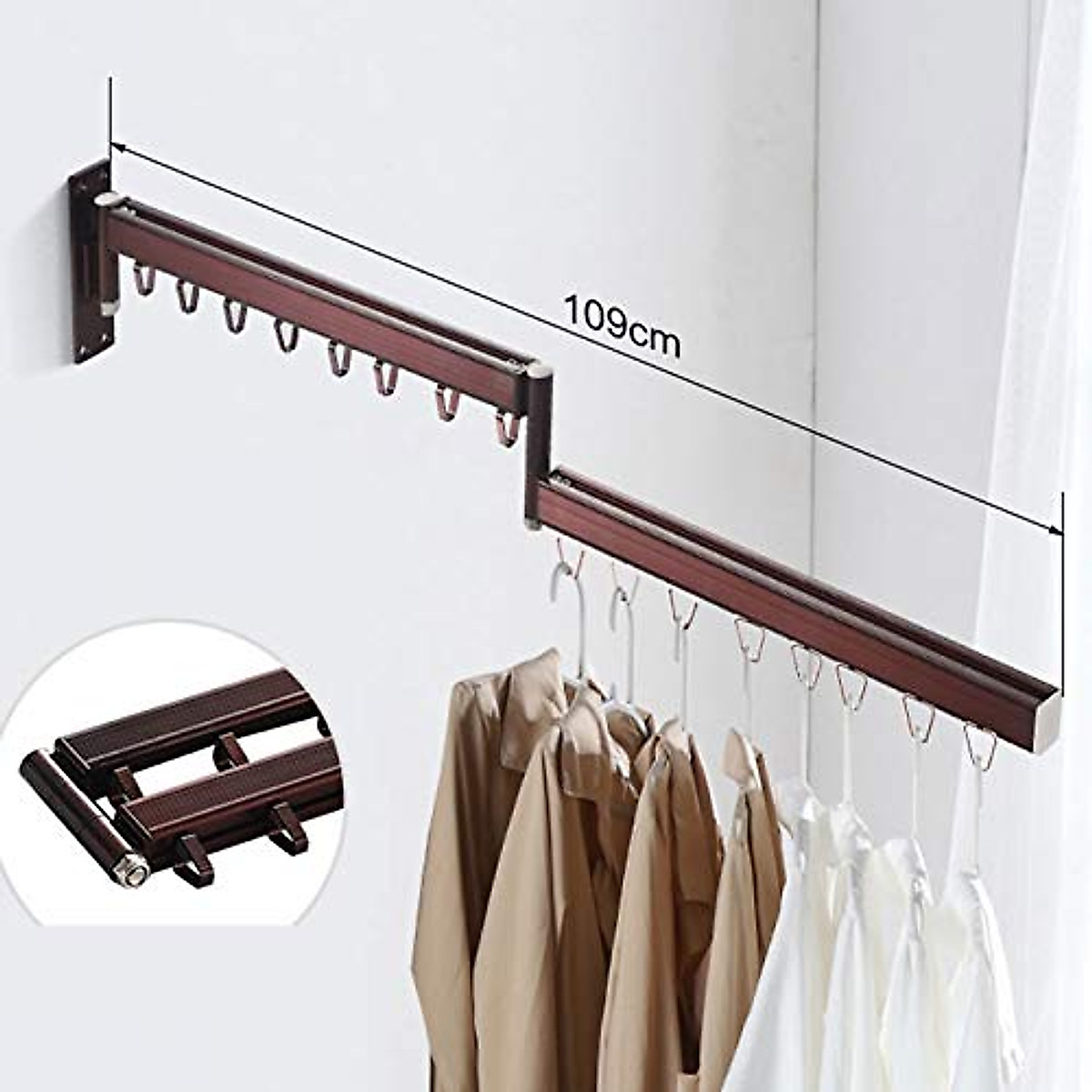 EAFTOS Wall Mounted Clothes Hanger with Outdoor Balcony Multifunctional Clothes Hanger Invisible Folding Drying Rack Adjustable (Color : Gray)