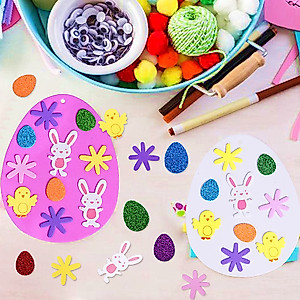 Max Fun 208PCS Easter Foam Stickers Set Easter Eggs Crafts DIY Egg Easter Craft for Kids Easter Decorations Party Favors Supplies (Easter Egg)
