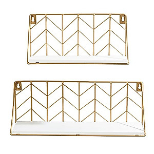 ZGZD White Floating Shelves Wall Mounted Set of 2 Wood Storage for Bedroom, Living Room, Bathroom, Kitchen, Office, Small and Large