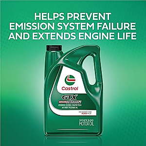 Castrol GTX High Mileage 5W-30 Synthetic Blend Motor Oil, 5 Quarts
