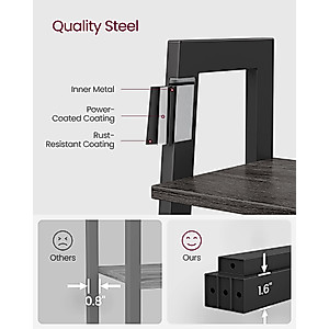 VASAGLE Ladder Shelf, 4-Tier Bookshelf, Storage Rack, Bookcase with Steel Frame, for Living Room, Home Office, Kitchen, Bedroom, Industrial Style, Charcoal Gray and Black ULLS044B04