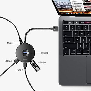 SHYPT USB HUB & USB C HUB to Multi USB3.0 USB 3.0 Splitter for MacBook Pro Air Laptop Computer 4 Port Multiple USB Type C HUB (Color : White-USB)