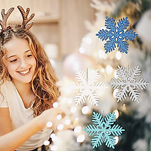 Garland Holder for Stairs Snowflake Christmas Decorations Four Snowflake Gift Box Party Decorations Suitable for Wedding Birthday Festive Party Quartz Crystal Stones (Blue, One Size)