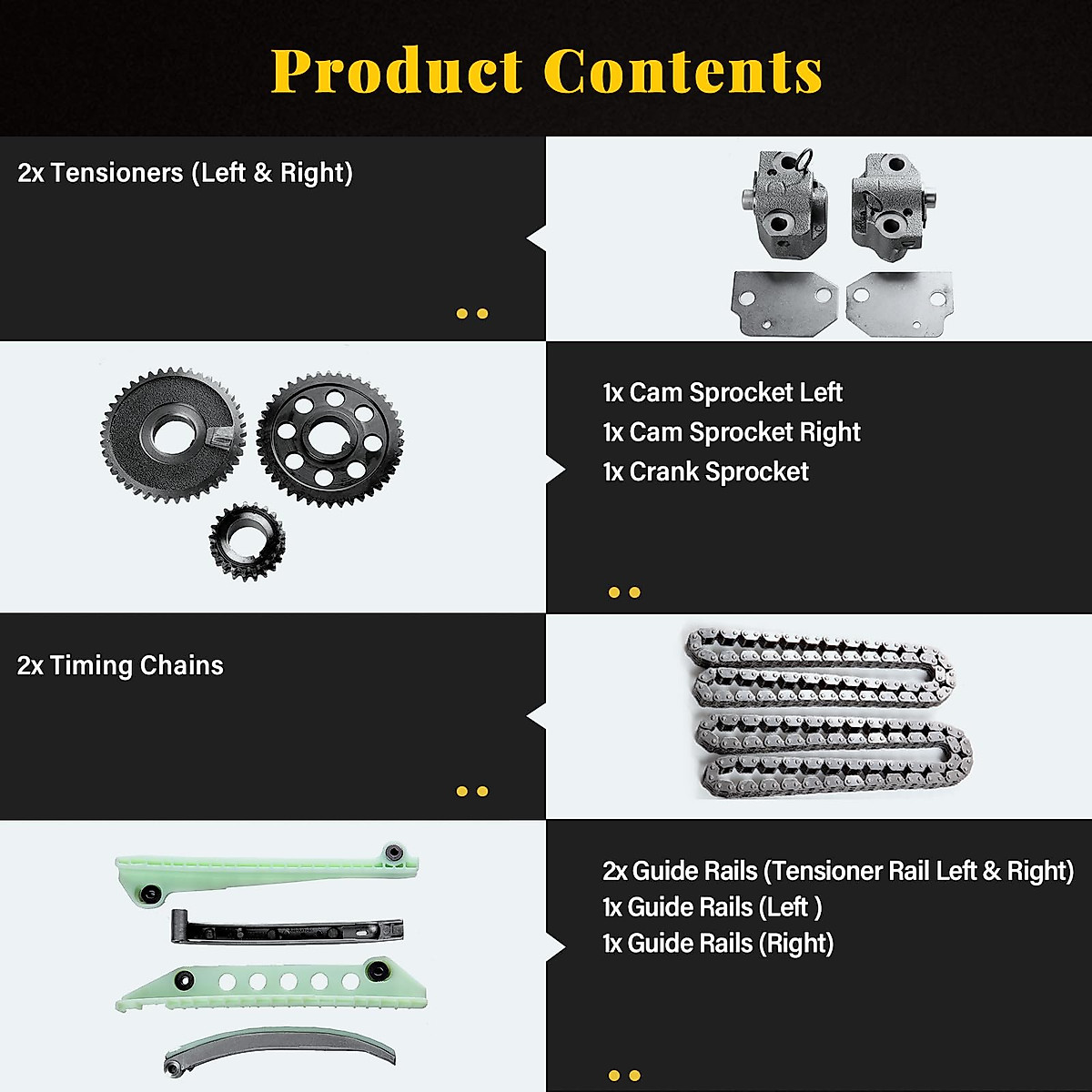 OCPTY Timing Chain Kit Gear Crank Sprocket Tensioners Guide Rails fits for 1997-2010 Ford F-150 Explorer Expedition 4.6L SOHC VIN 6 W 90387SG