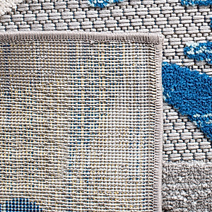 SAFAVIEH Cabana Collection Area Rug - 8' x 10', Grey & Blue, Floral Design, Non-Shedding & Easy Care, Indoor/Outdoor & Washable-Ideal for Patio, Backyard, Mudroom (CBN800F)