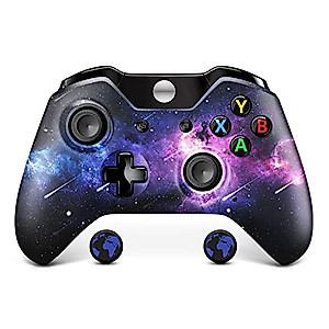 Wireless Game Controller for Xbox One, MissHome Xbox Controllers with Button Caps Compatible with Xbox One/X/S/Series X/S/Elite/PC Windows with 3.5mm Aduio Headphone Jack (Nebula)