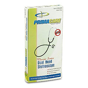 Primacare CSDS-9290-BK Classic Series Dual-Head Adult Stethoscope, 22 in. PVC Tubing, Black (Pack of 100)