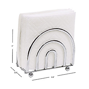 Home Basics Paper Napkin Holder/ Freestanding Tissue Dispenser For Kitchen Countertops, Dining Table, Picnic Table, Indoor & Outdoor Use, Durable Storage and Organization Option (Chrome)