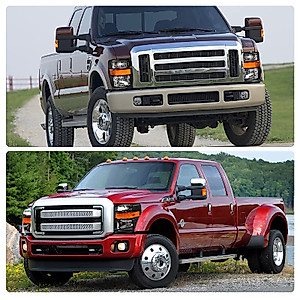 DWVO Headlights Assembly Compatible with 2008 2009 2010 08 09 10 Ford Super duty Headlamps Replacement Pair CLear Lens Amber Reflector Black