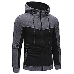 Thenlian Men's Autumn Winter Packwork Sweatshirt Top Pants Sets Sports Suit Tracksuit(XXL, Dark Gray)