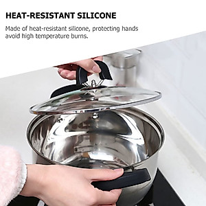 Luxshiny Silicone Assist Handle Covers Holder 6pcs Heat Insulated Hot Pot Grip Handle Cover Sleeve Grip for Pans Griddles Skillets Plates Black