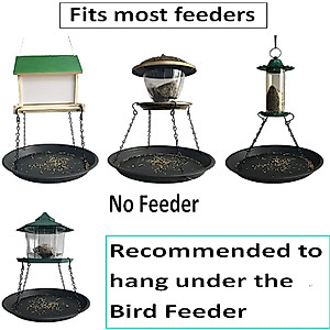 12.8" Platform Bird Feeder,Large Hanging Tray Squirrel Feeder,Wild Bird Seed Catcher Tray,Bird Viewing,for Attracting Birds Outdoors,Yard Garden,Backyard Decoration,Gift Ideas for Bird Lovers, Black
