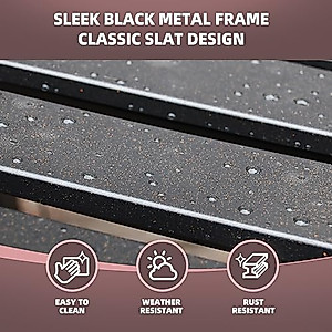 SAILARY Dining Umbrella Hole Outdoor Furniture Modern Design Rectangle Patio Metal Table 60" X 38", Dark Black