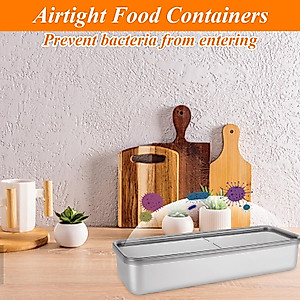 MUXHEL 2 Pcs Bacon Container for Refrigerator Air Tight, 304 Stainless Steel Deli Meat Container for Fridge, Food Storage Container with Airtight Lid for Meat, Cheese, Fruit, Vegetables (1L)