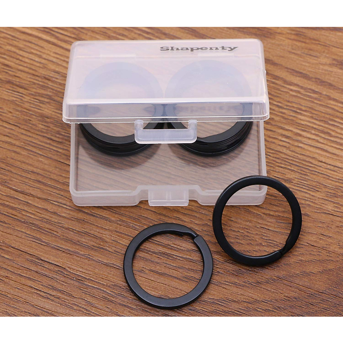 Shapenty 1 Inch/25mm Diameter Metal Flat Split Key Chains Rings for Home Car Keys Attachment (Black,10PCS/Box)