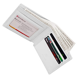 NYEAR White Wallet for Men Slim Mens Wallet Leather Bifold Wallets for Men White Wallet Men Compact Leather Wallets for Men As Nice Gifts for Birthday, Anniversary and Graduation,White,Slim Wallet