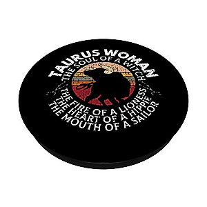 Taurus Woman Funny Zodiac Sign Graphic For Women Girls PopSockets PopGrip: Swappable Grip for Phones & Tablets