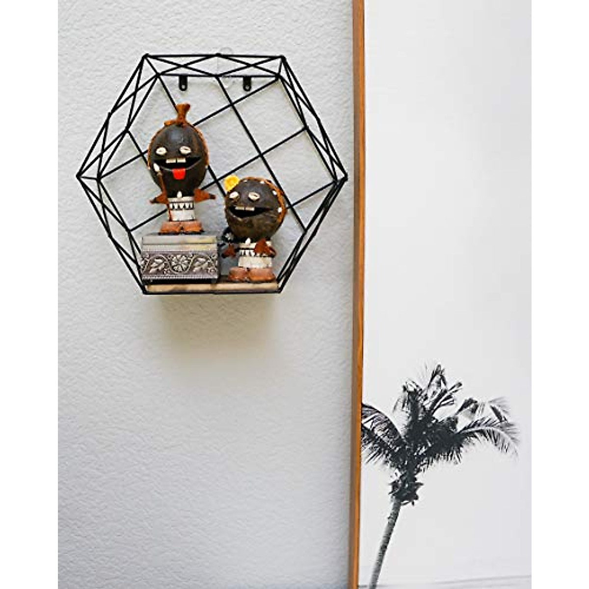 Admired By Nature Wall-Mounted Metal Wire Hanging Storage Shelves, A. Black