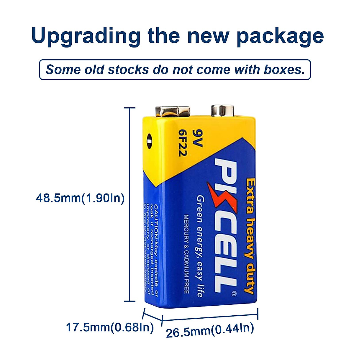 PKCELL 9V Battery Carbon Zinc for Smoke Detectors 6F22 Battery,Ultra Long-Lasting