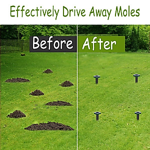 Mole Repellent for Lawns 4 Pack Snake Repellent for Yard Solar Gopher Trap Groundhog Vole Repellent Ultrasonic Spike Outdoor Waterproof Sonic Chipmunk Rodent Garden Burrowing Animals Deterrent Stake