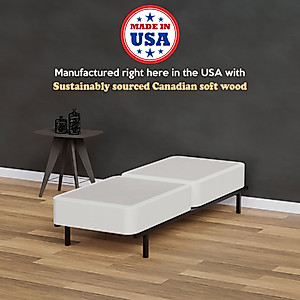 Continental Mattress 4" Split Wood Traditional Box Spring/Foundation for Mattress, Twin, White