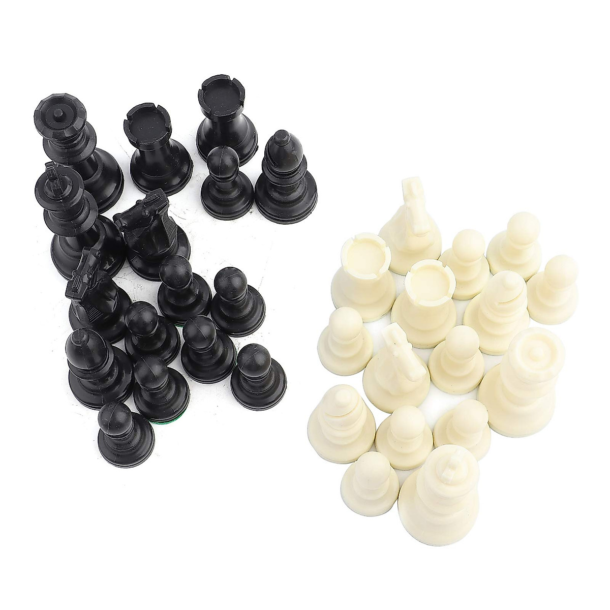 Chess Pieces Set, 32 Pcs Plastic Chessmen Set -16 Pcs Black & 16Pcs White Pieces for International Chess Game (Large 77mm)