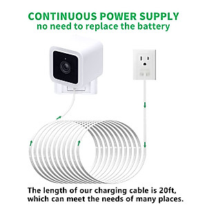 DIANMU 2Pack 20FT Flat Power Extension Cable for Wyze Cam v4/v3/OG/v3 Pro, Blink Mini, Kasa Indoor, Blink Mini Pan, SimpliSafe, Charging Power Cord for Security Camera (Not for WyzePan v3, Not Type-C)